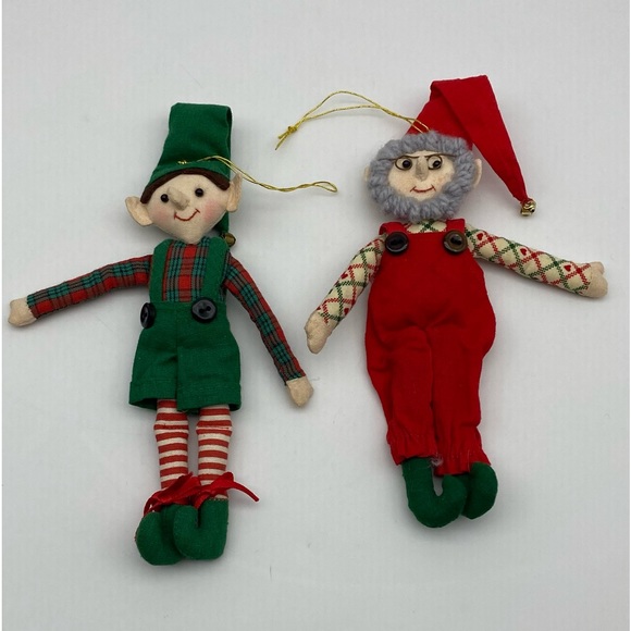 Holiday | Vintage Cloth Santa And Helper Elf Ornaments | Poshmark